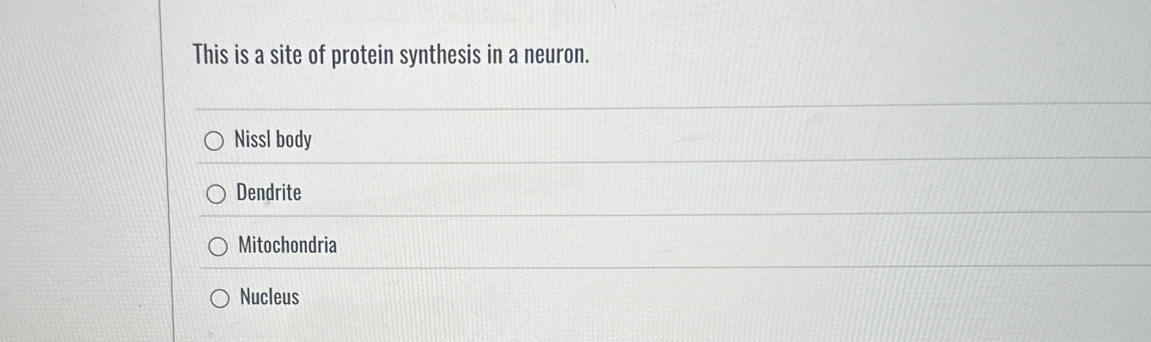 Solved This is a site of protein synthesis in a neuron.Nissl | Chegg.com