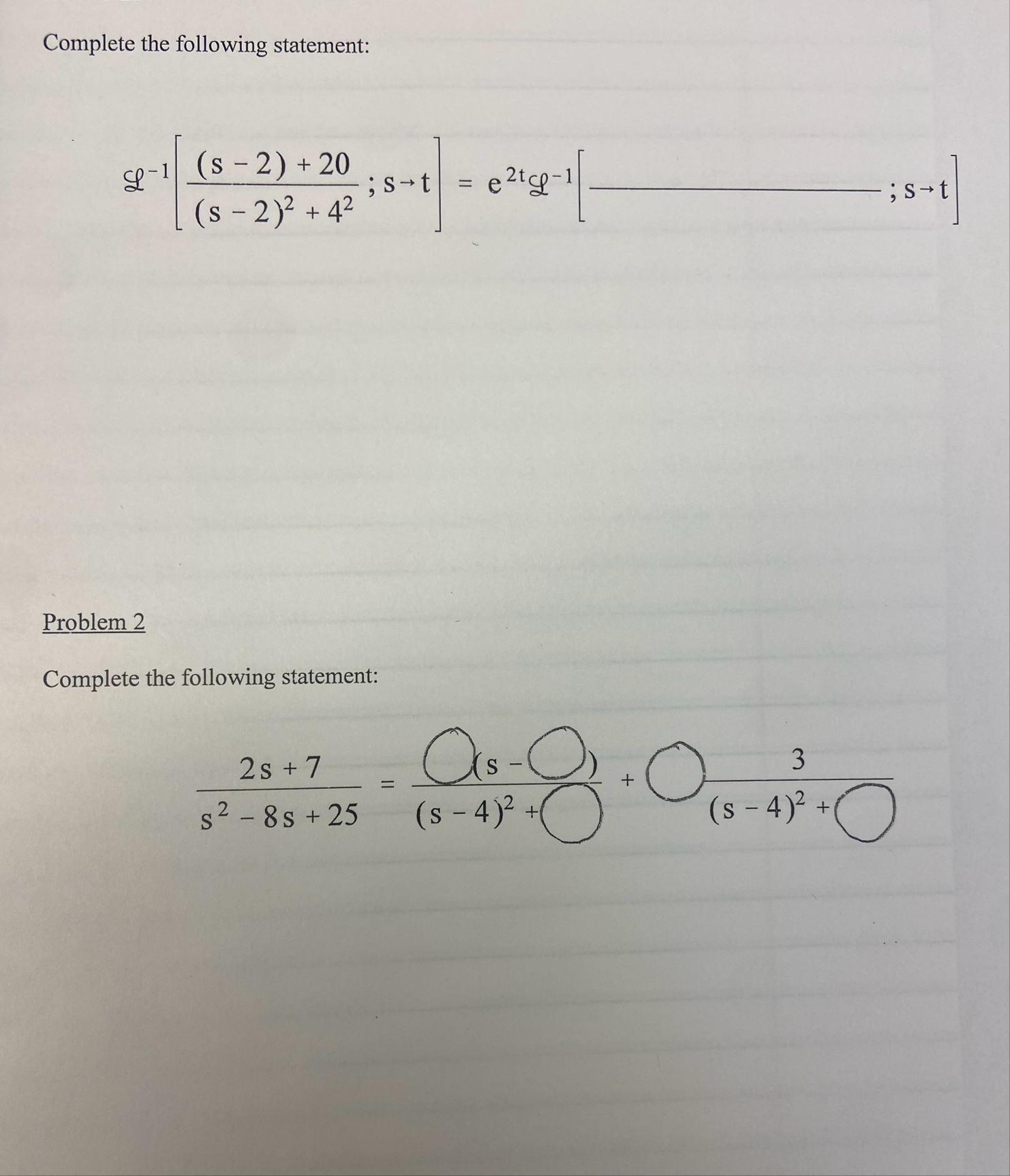 Solved Complete the following | Chegg.com