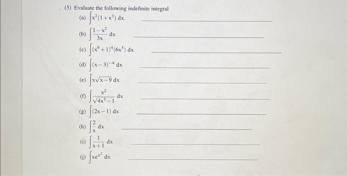Solved (5) Evaluate the following indefinite integral (a) | Chegg.com