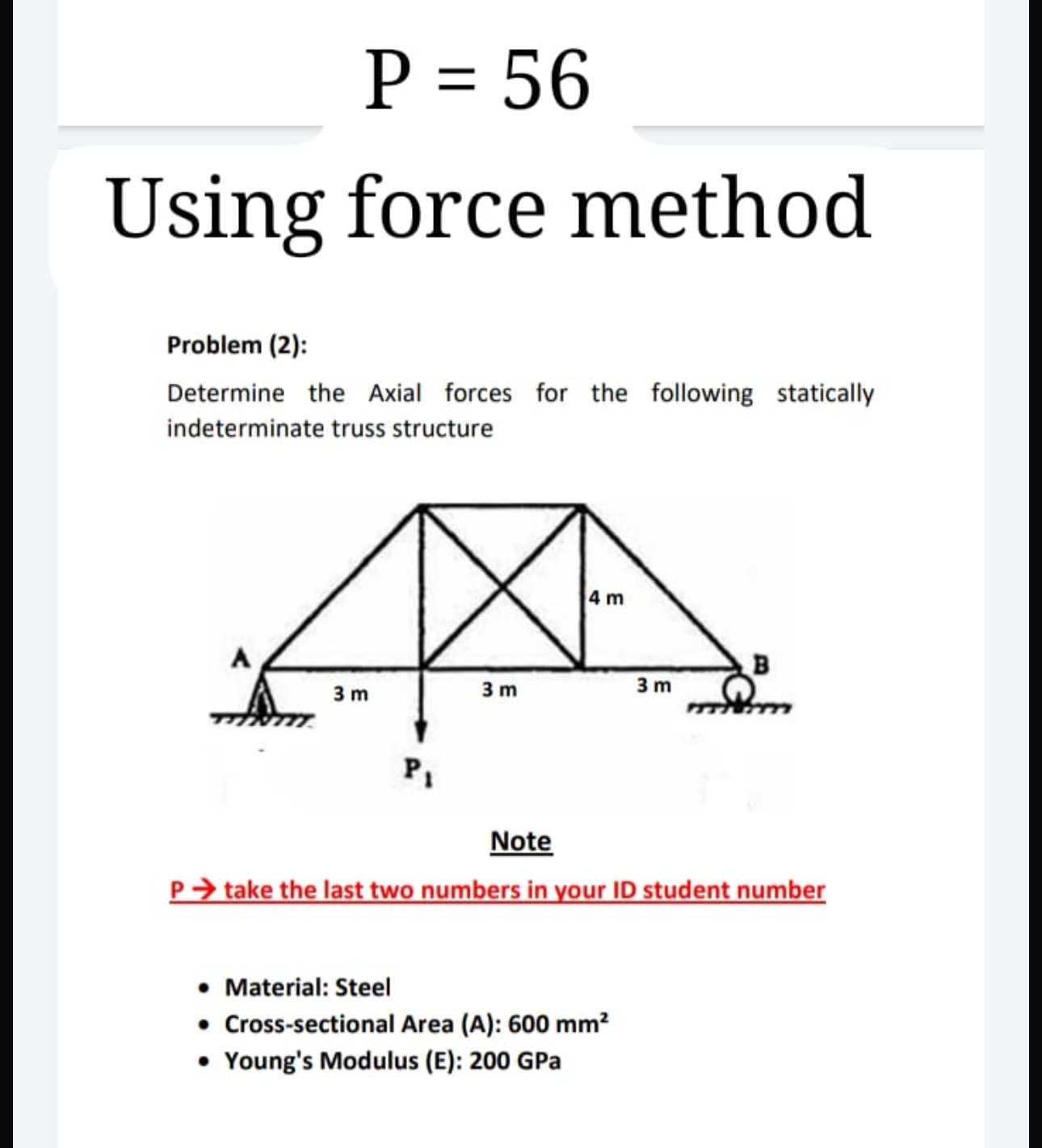 Solved P=56Using force methodProblem (2):Determine the Axial | Chegg.com