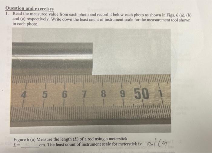 Solved Question and exercises 1. Read the measured value | Chegg.com