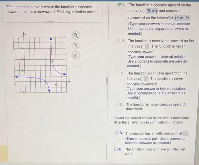 Solved Find the open intervals where the function is concave | Chegg.com