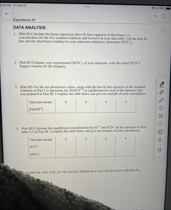 Solved Best-fit line equation for the Part I standard | Chegg.com