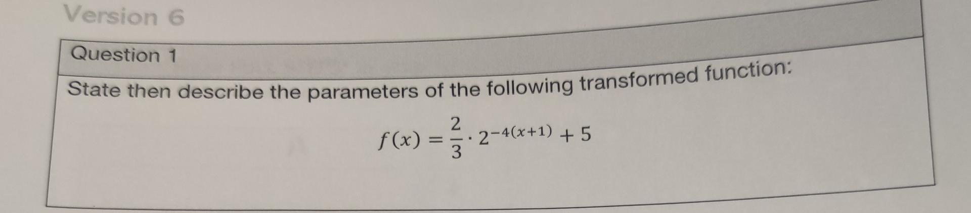 Solved Question 1 State then describe the parameters of the | Chegg.com