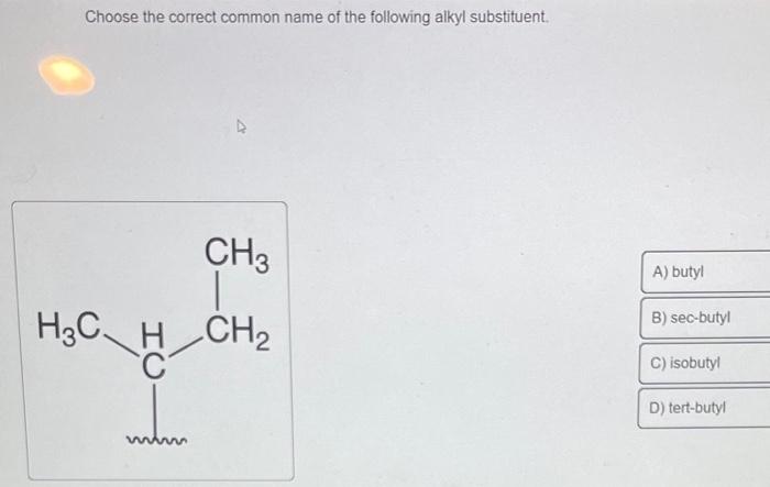 Solved Choose the correct common name of the following alkyl | Chegg.com