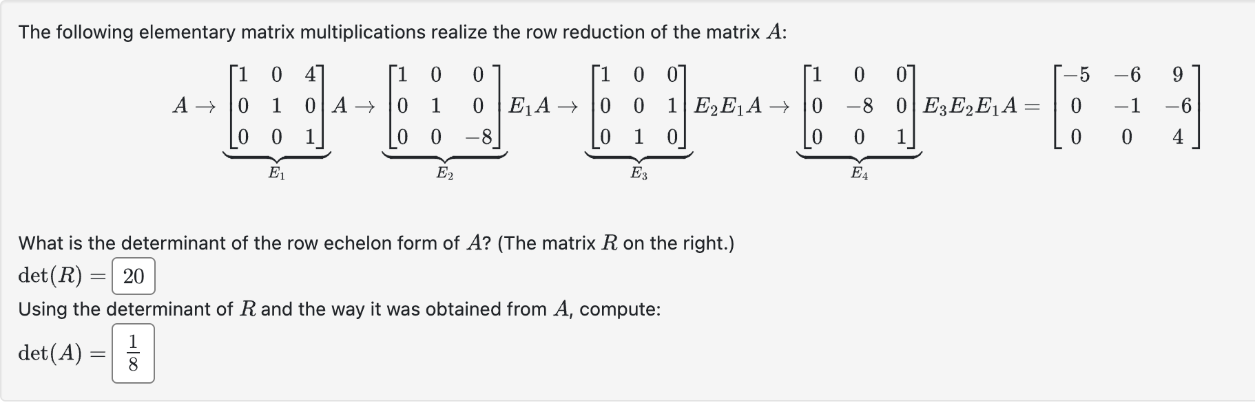Solved The following elementary matrix multiplications | Chegg.com