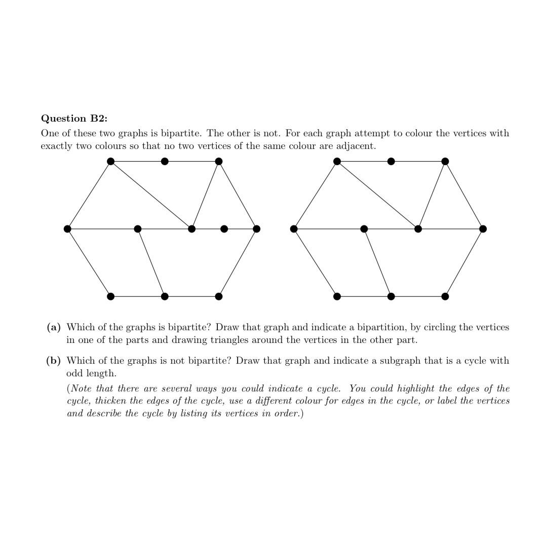 Solved Question B2:One of these two graphs is bipartite. The | Chegg.com