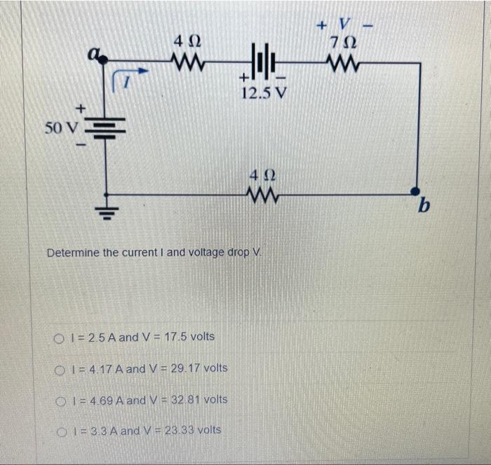 Solved Determine the current I and voltage drop V. I=2.5 A | Chegg.com