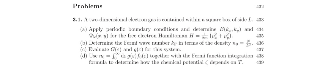 Solved Problems3.1. ﻿A two-dimensional electron gas is | Chegg.com
