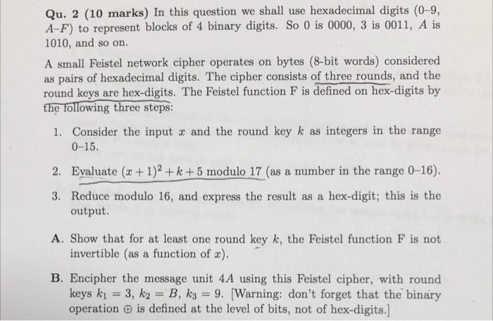 Solved Qu. 2 (10 marks) In this question we shall use | Chegg.com