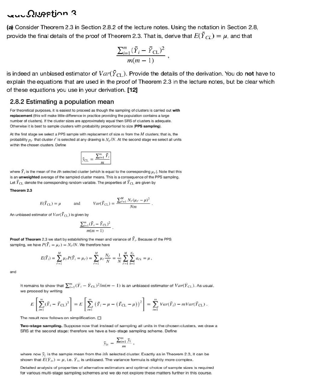 Solved (a) ﻿Consider Theorem 2.3 ﻿in Section 2.8 .2 ﻿of the | Chegg.com
