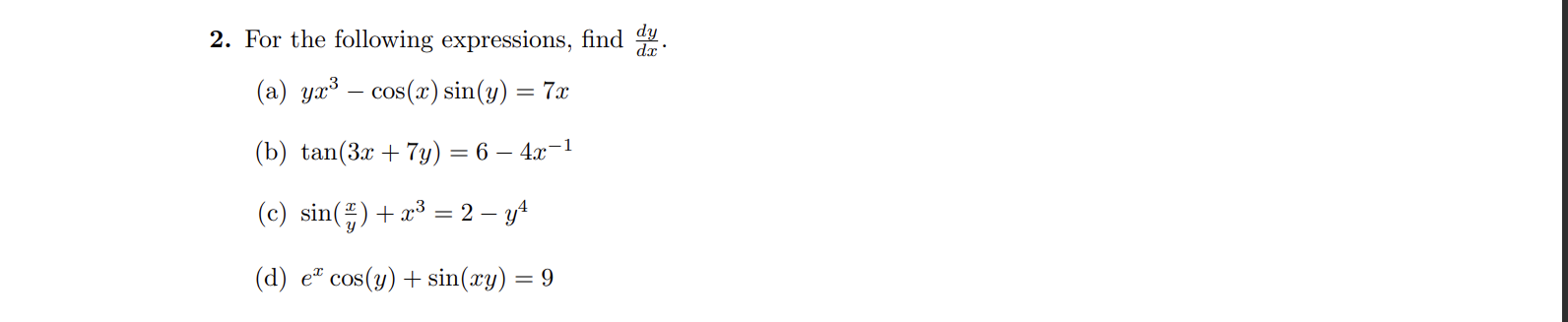 Solved For the following expressions, find | Chegg.com