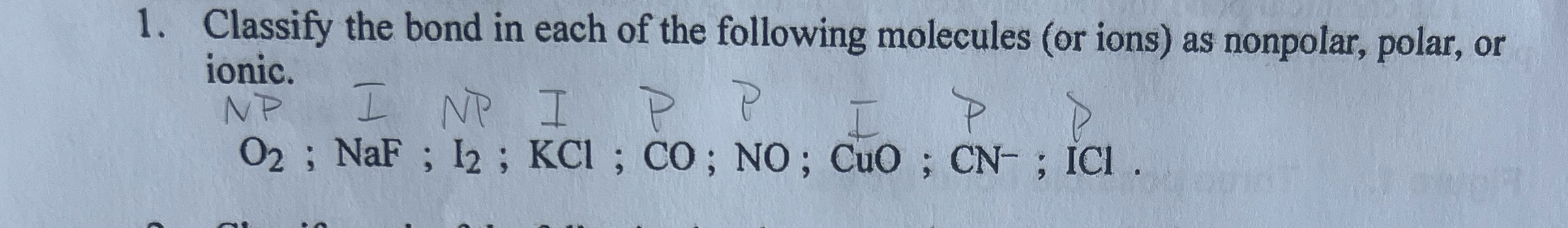 Solved Classify the bond in each of the following molecules | Chegg.com