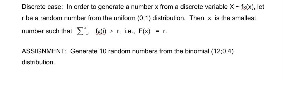 Solved Discrete case: In order to generate a number x ﻿from | Chegg.com