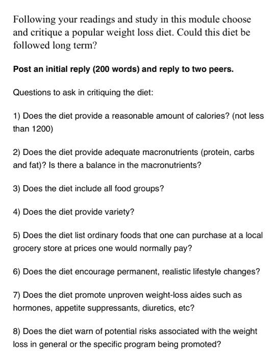 Solved Following your readings and study in this module | Chegg.com