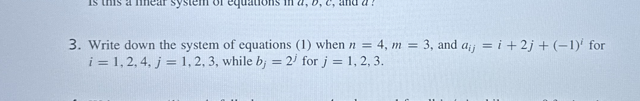 Solved Write down the system of equations (1) ﻿when n=4,m=3, | Chegg.com