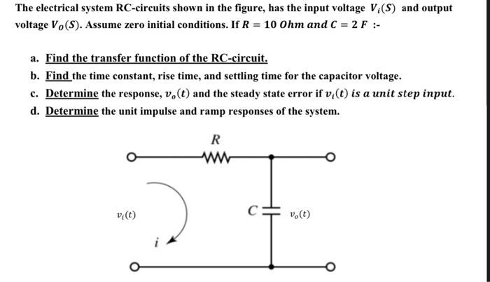 Solved The electrical system RC-circuits shown in the | Chegg.com