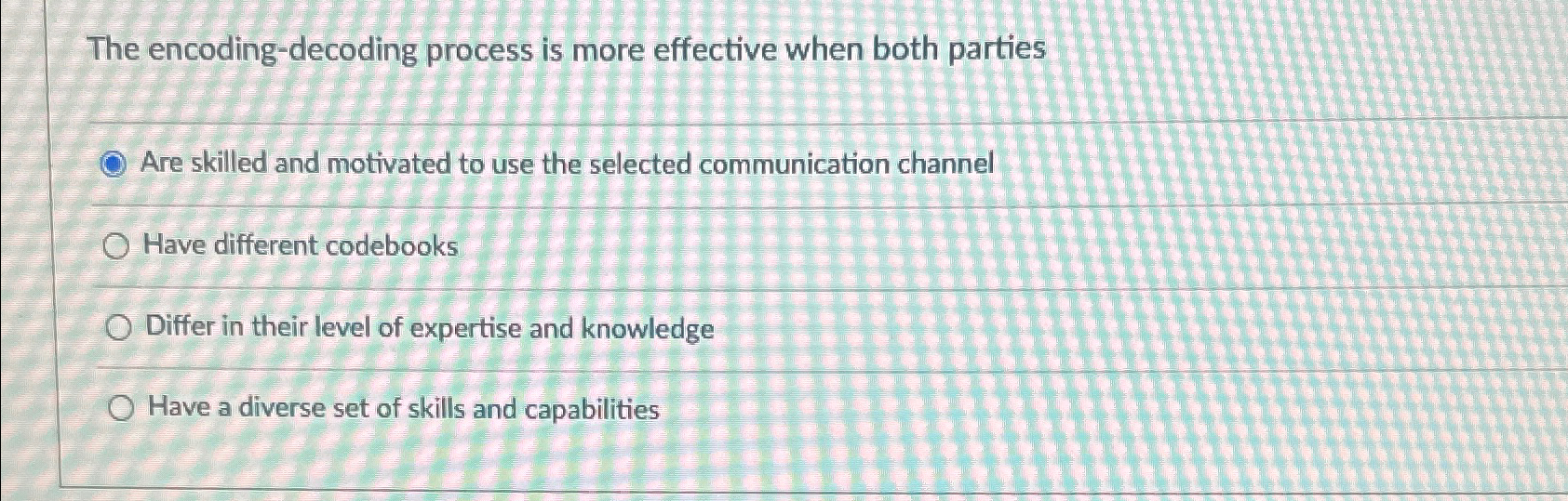 Solved The encoding-decoding process is more effective when | Chegg.com