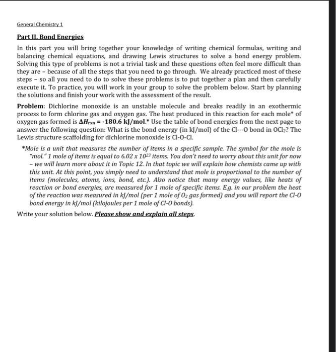 Solved Part II. Bond Energies In this part you will bring | Chegg.com Solved Part II. Bond Energies In this part you will bring | Chegg.com