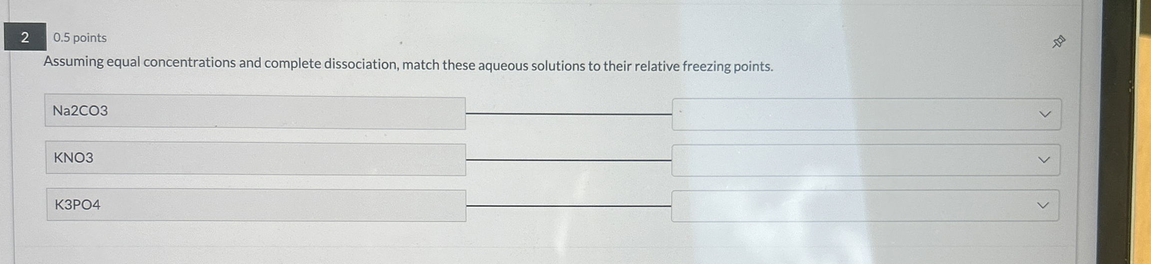 Solved 0.5 ﻿pointsAssuming equal concentrations and complete | Chegg.com