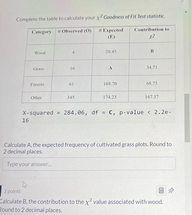 Solved Complete the table to calculate your x2 Goodness of | Chegg.com
