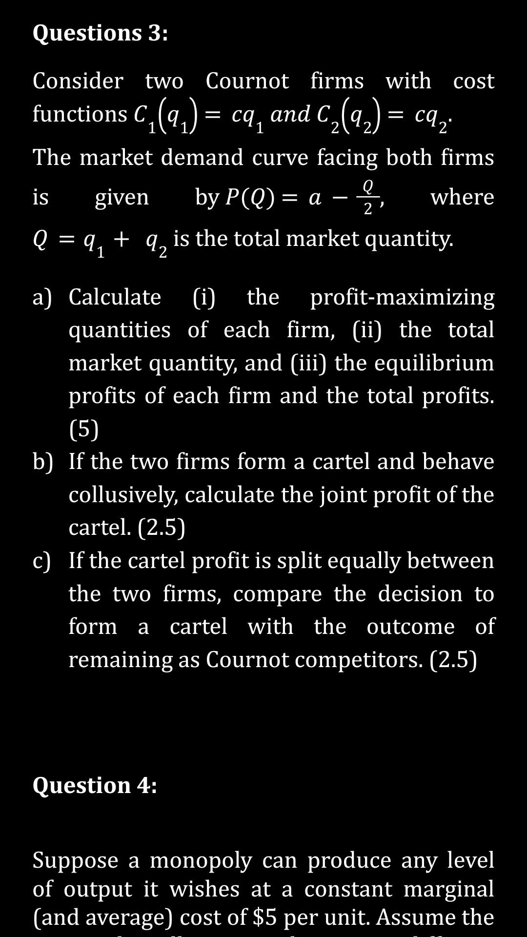 Solved Consider two Cournot firms with cost functions | Chegg.com