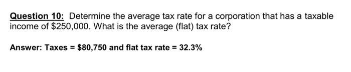 Solved Question 10: Determine the average tax rate for a | Chegg.com