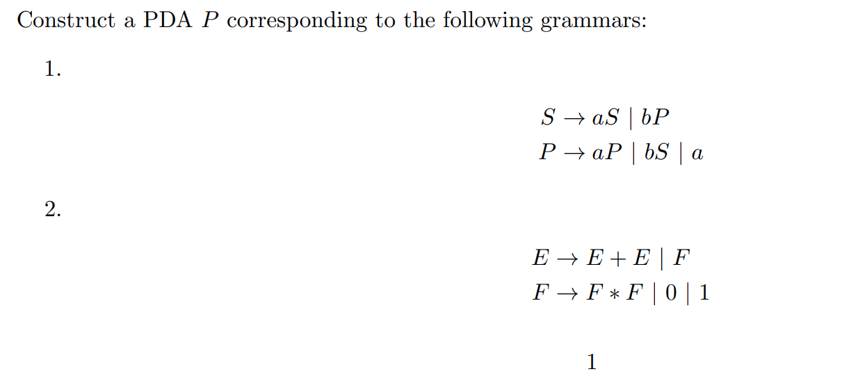 Construct a PDA P ﻿corresponding to the following | Chegg.com