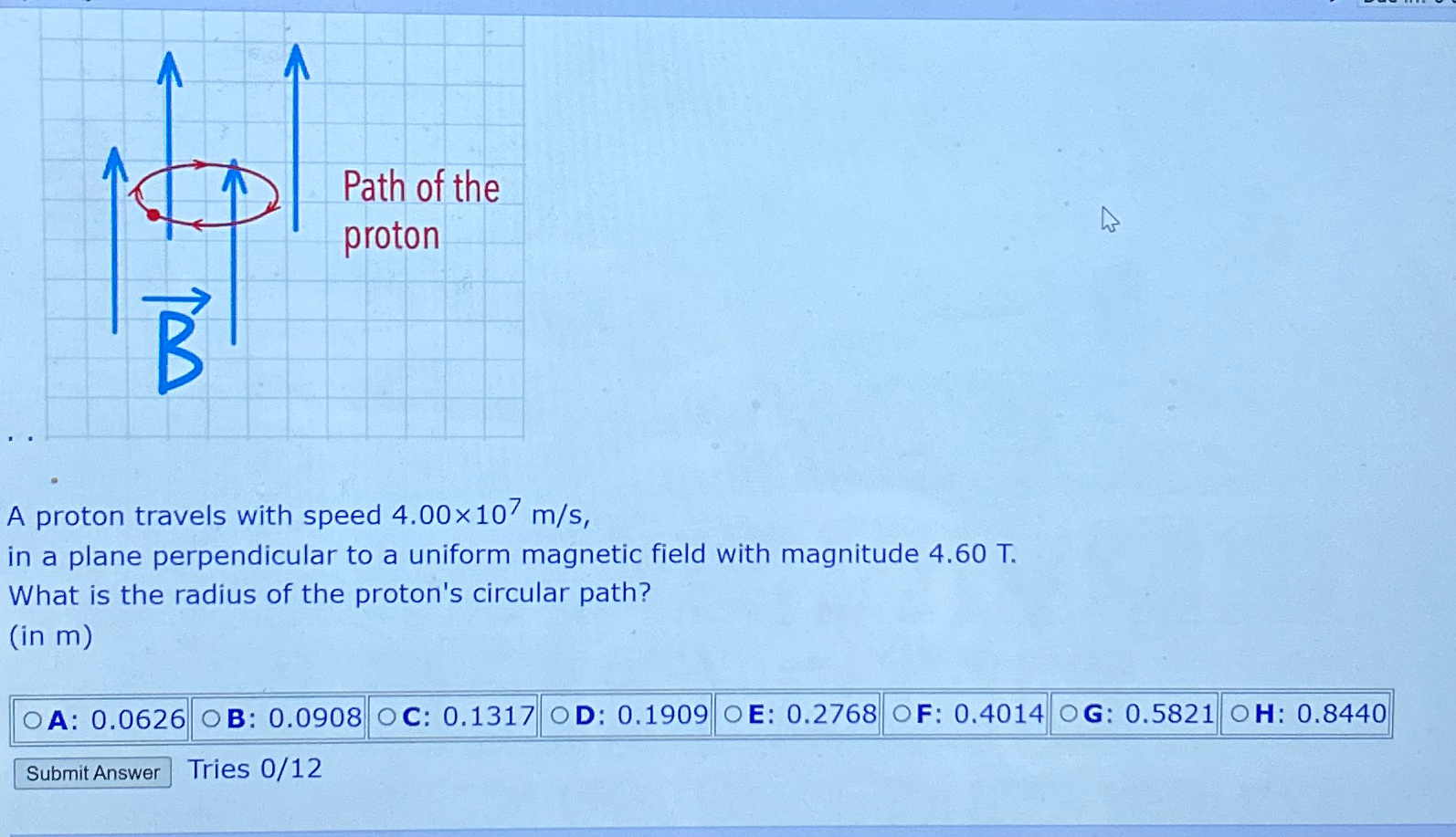 Solved A proton travels with speed 4.00×107ms, ﻿in a plane | Chegg.com