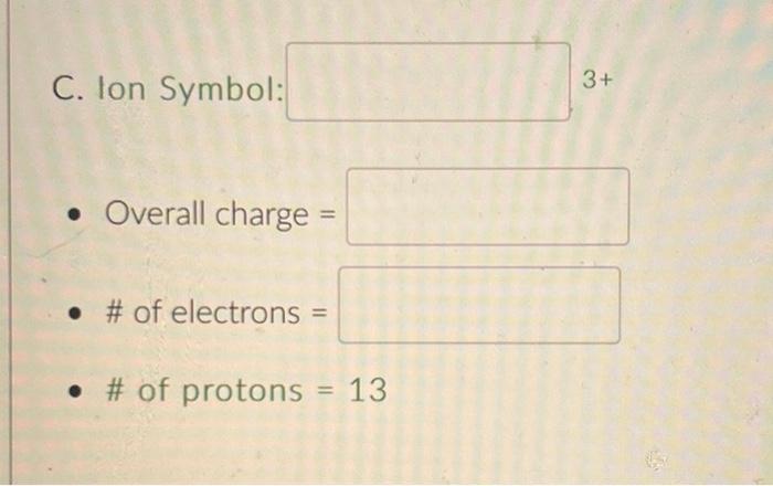 Solved C. Ion Symbol: 3+ - Overall charge = \# of electrons | Chegg.com