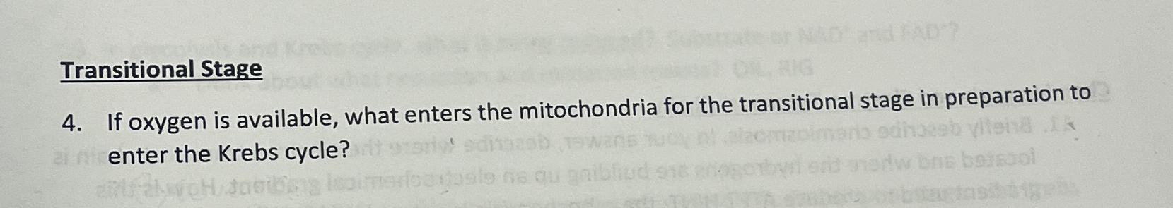 Solved Transitional Stage4. ﻿If oxygen is available, what | Chegg.com