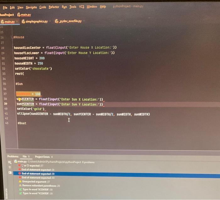 Solved this is pycharm and im using the simple graphics | Chegg.com