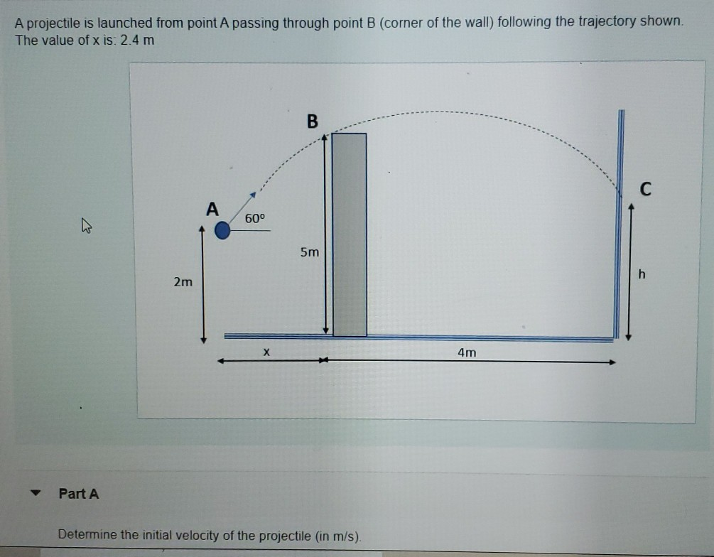 Solved a) determine initial velocity of the projectile | Chegg.com