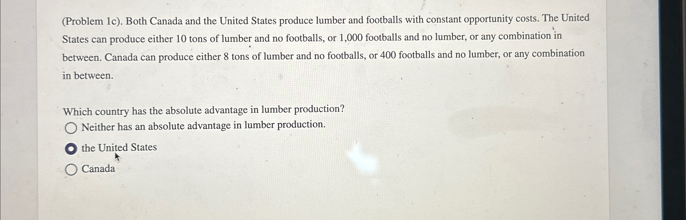 Solved (Problem 1c). ﻿Both Canada and the United States | Chegg.com