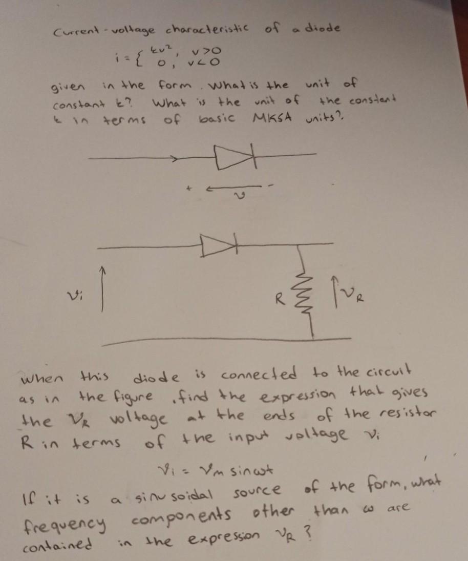 Solved Current-voltage characteristic of a diode | Chegg.com