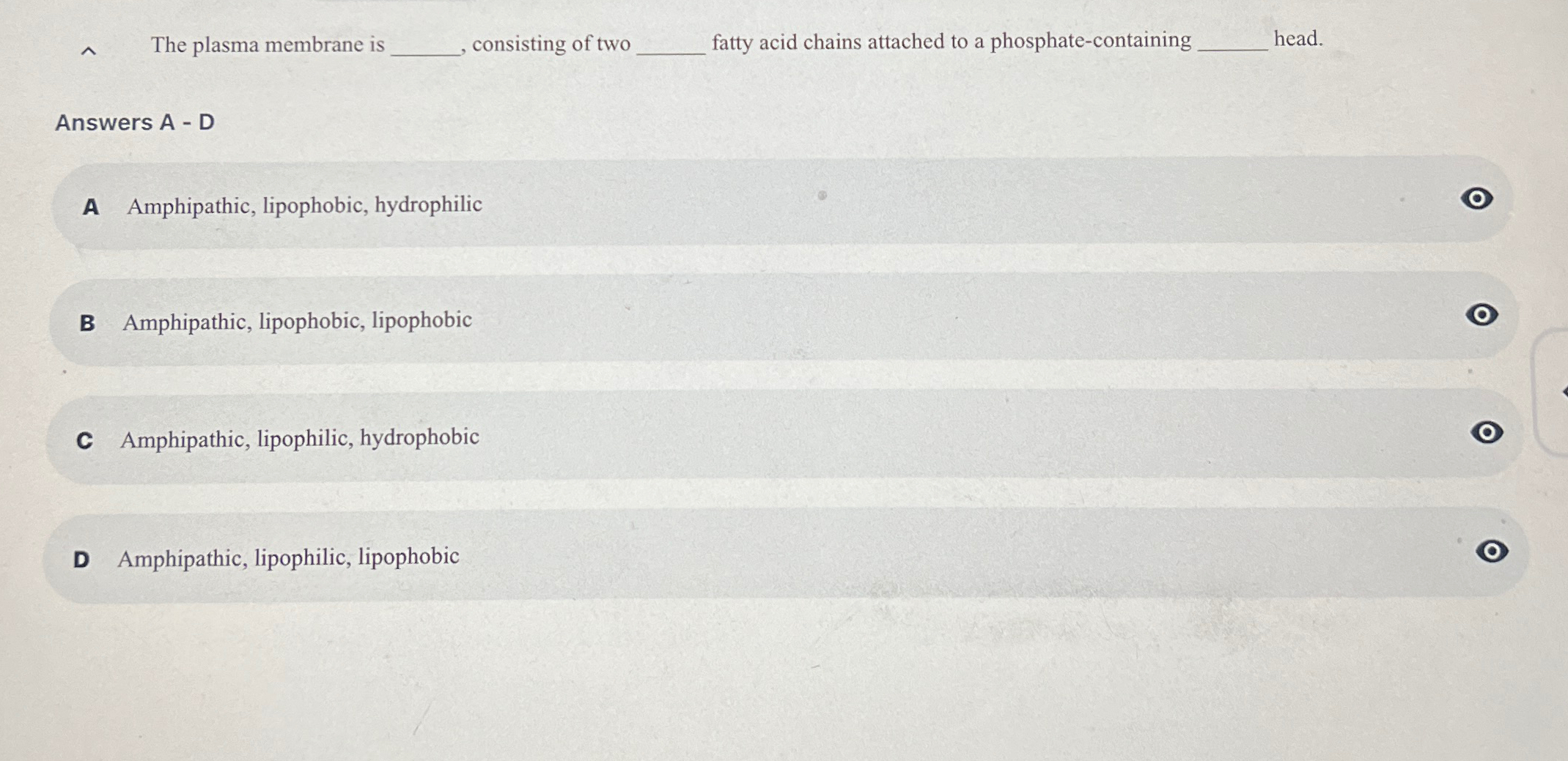 Solved The plasma membrane is q, ﻿consisting of two q, | Chegg.com