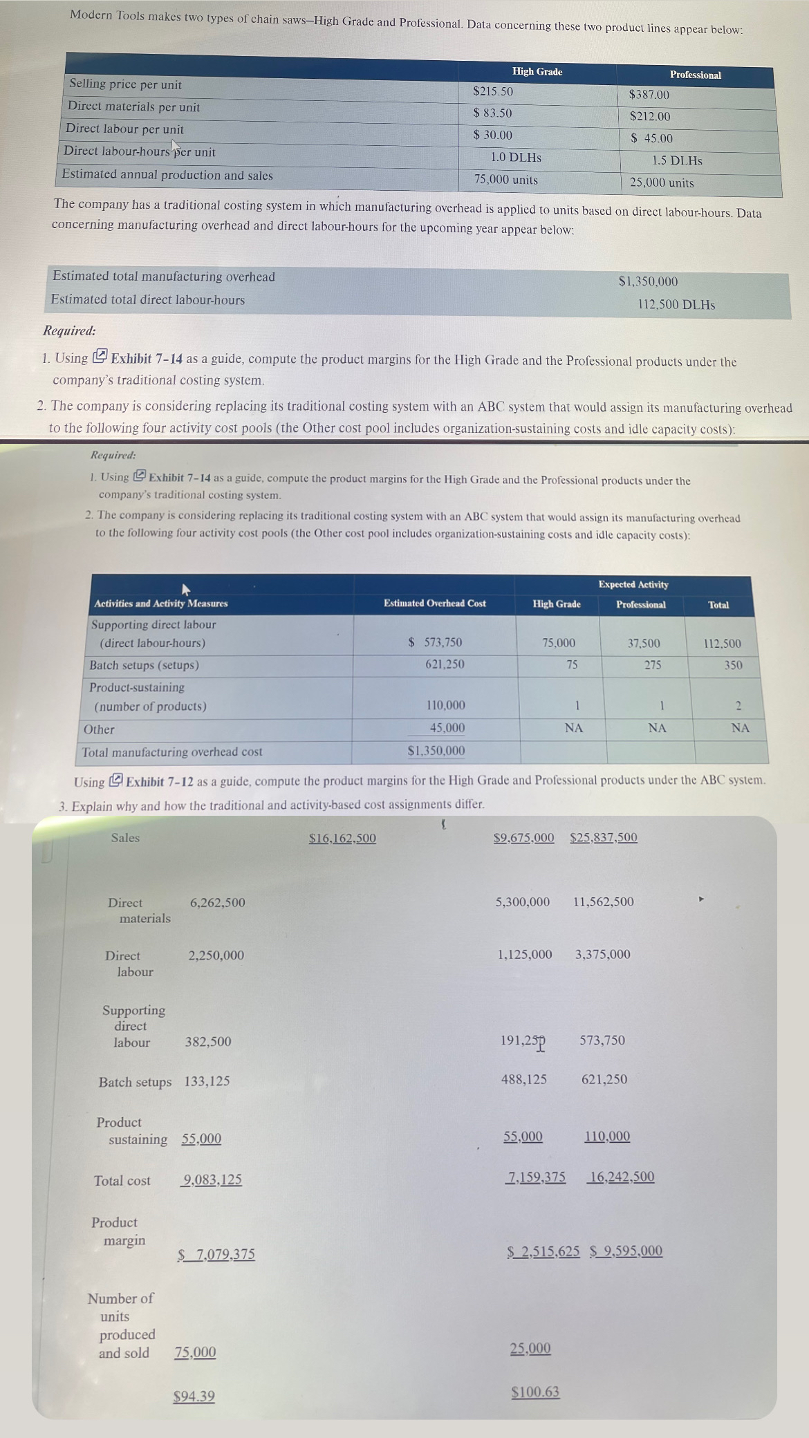 Solved Please show your calculation for part 2) ﻿only | Chegg.com