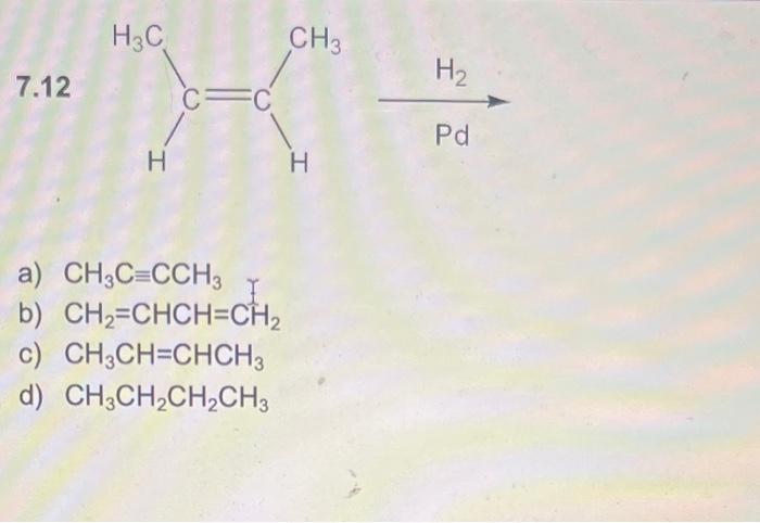 Solved a) CH3C≡CCH3 b) CH2=CHCH=CH2 c) CH3CH=CHCH3 d) | Chegg.com