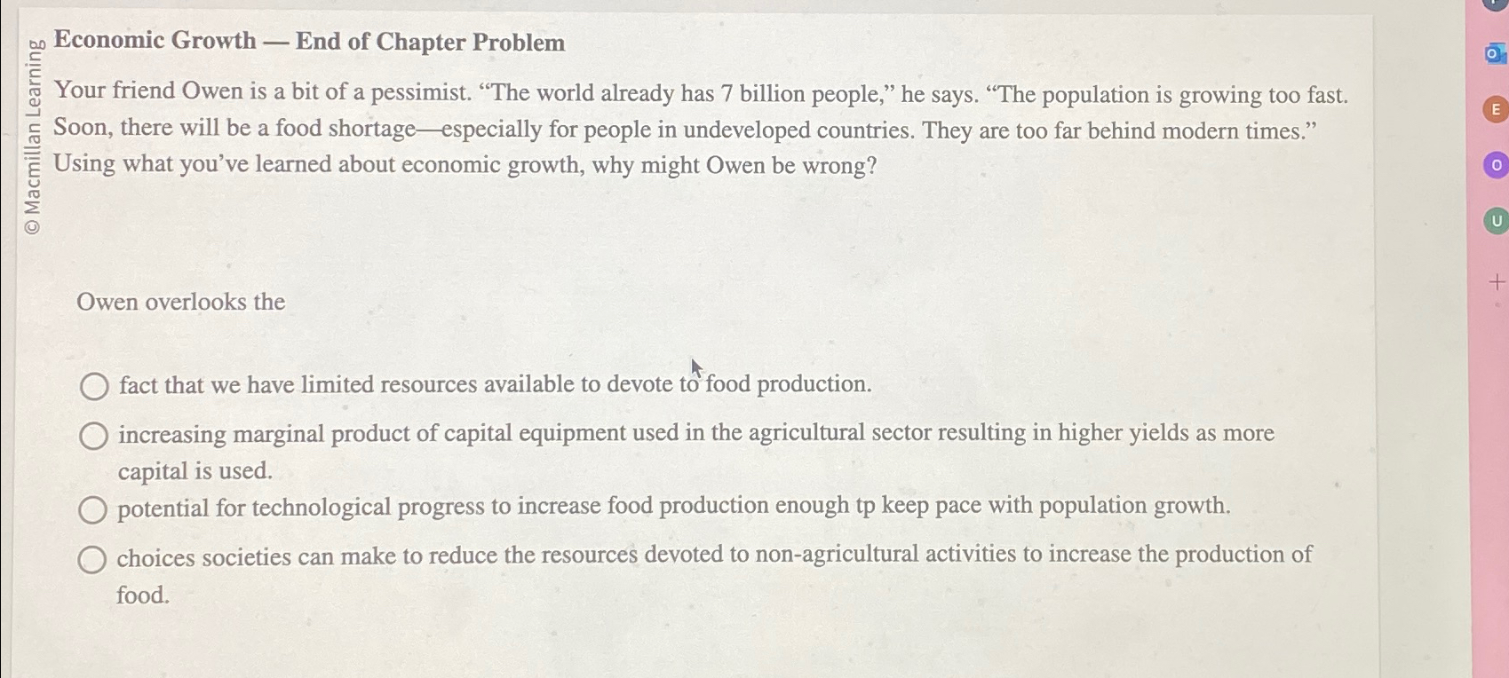 Solved Economic Growth - ﻿End of Chapter ProblemYour friend | Chegg.com