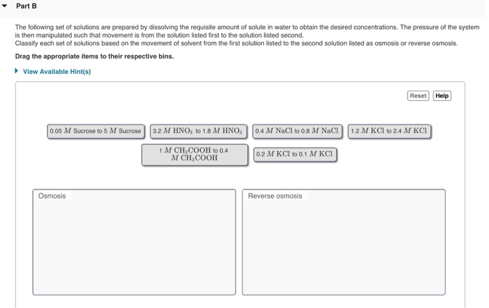 Solved Part B The following set of solutions are prepared by | Chegg.com