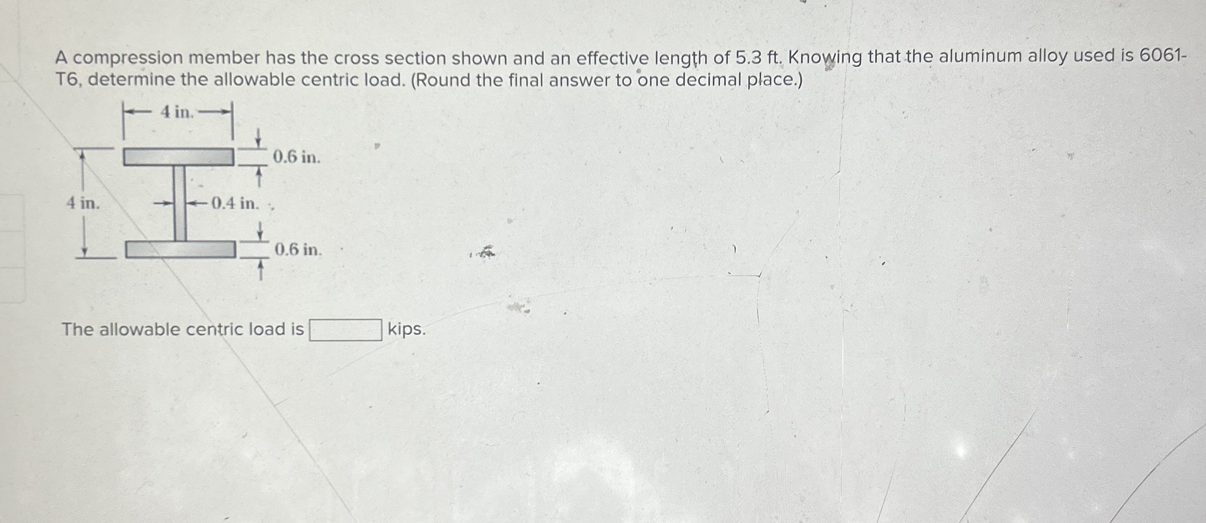 Solved A compression member has the cross section shown and | Chegg.com