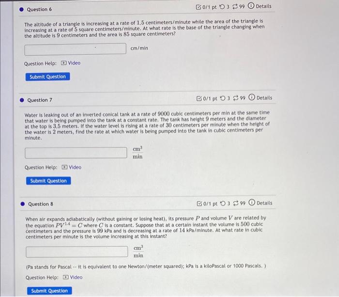 Solved The altitude of a triangle is increasing at a rate of | Chegg.com