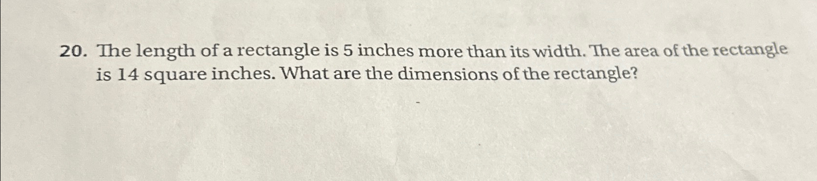 Solved The length of a rectangle is 5 ﻿inches more than its | Chegg.com