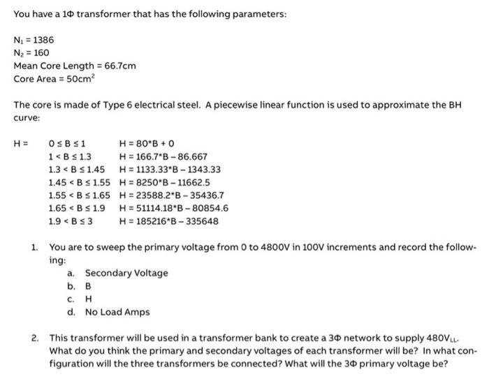 Solved Create a transformer model in matlab to sweep the | Chegg.com