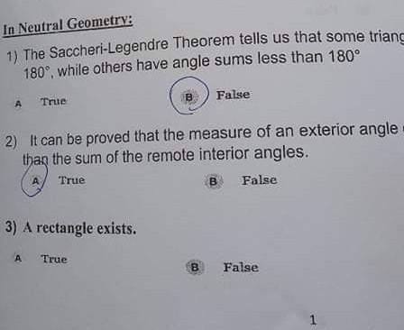 In Neutral Geometry: 1) The Saccheri-Legendre Theorem | Chegg.com