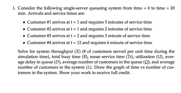 Solved 1 Consider The Following Single Server Queueing 