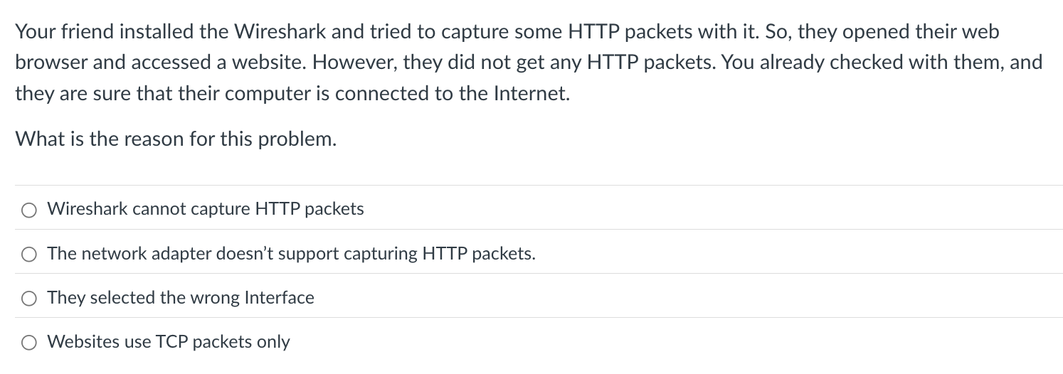 Solved Your friend installed the Wireshark and tried to | Chegg.com