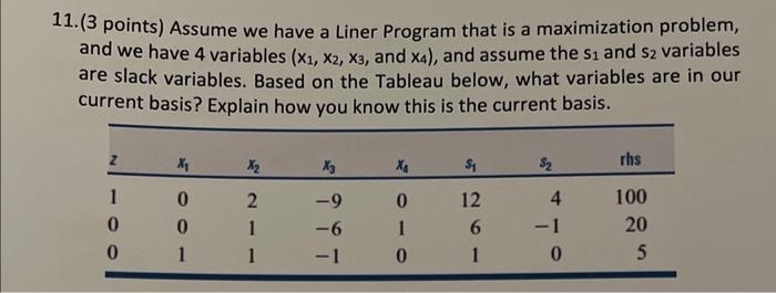 11. (3 points) Assume we have a Liner Program that is | Chegg.com