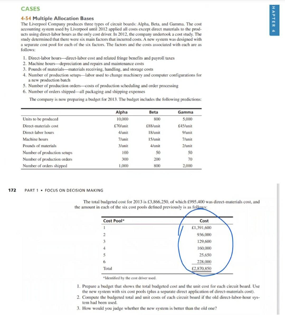 Solved CASES 4-54 Multiple Allocation Bases The Liverpool | Chegg.com
