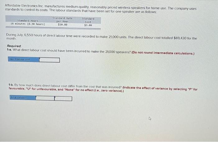 Solved Affordable Electronics Inc. manufactures | Chegg.com